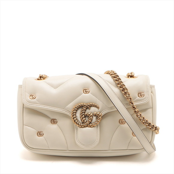 Gucci | Bags | Gucci Gg Marmont Leather Chain Shoulder Bag White | Poshmark
